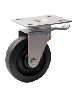 Rodízio 8x2” Giratório Placa 110×130 Com Freio, Roda Borracha Integral ...